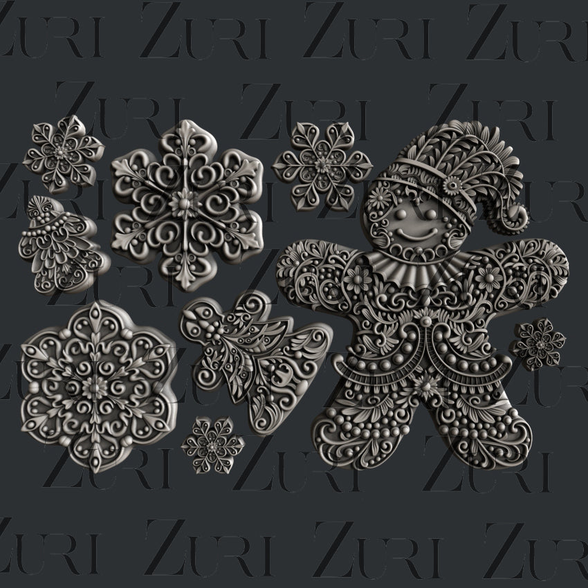 Gingerbread Cookies Set 1 silicone mold – Zuri Designs Inc